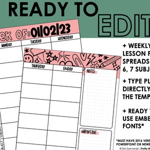 Printable Editable Lesson Planner for 2023 - 2024 - Digital Download ...