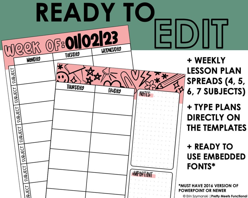 Printable Editable Lesson Planner for 2023 2024 Digital - Etsy