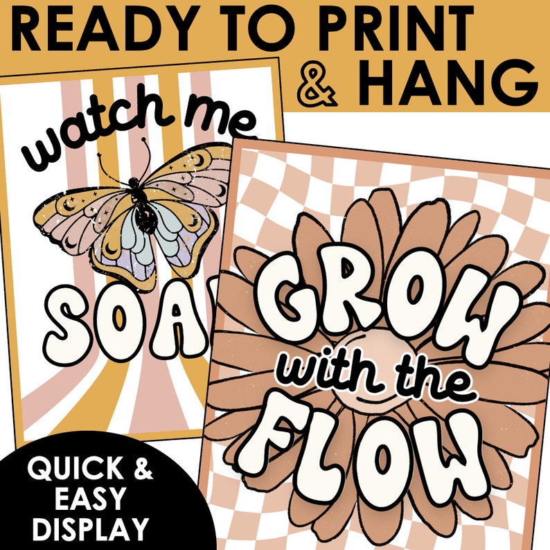 Retro Spring Themed Printable Decorative Posters for Bulletin - Etsy