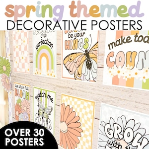 Retro Spring Themed Printable Decorative Posters for Bulletin Board or ...
