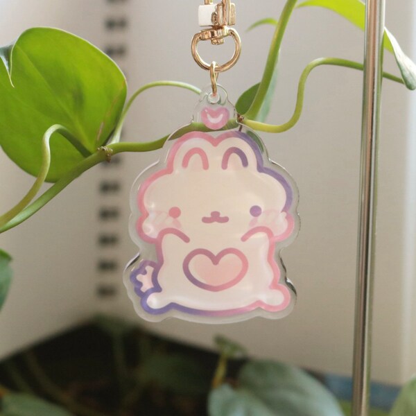 Fluffy Bunny Keychain - Etsy