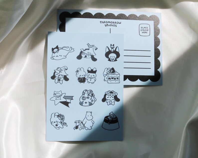 Character Doodles Art Print Postcard - Etsy