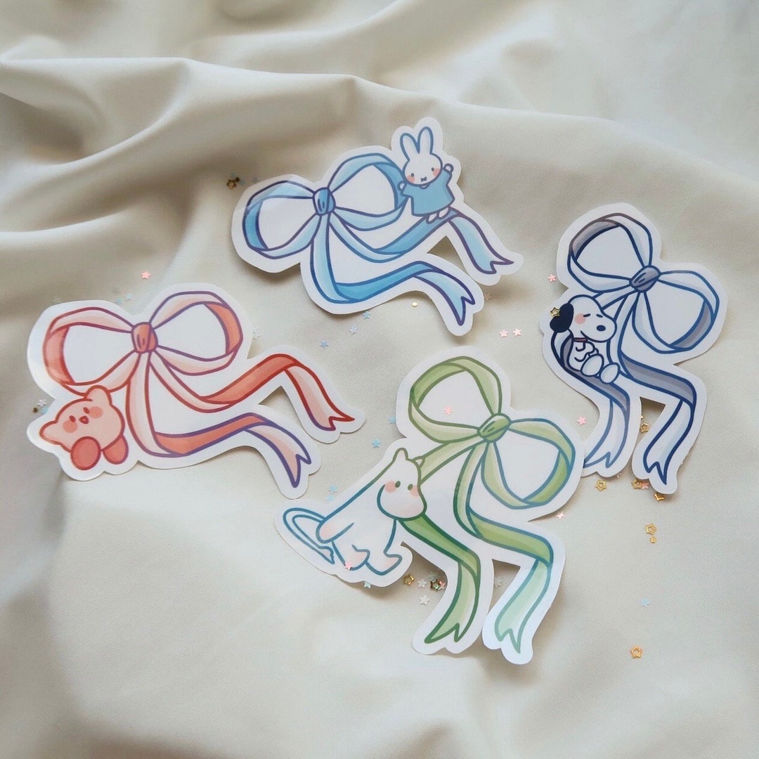 Cute Comfort Character Ribbon Waterproof Sticker - Etsy