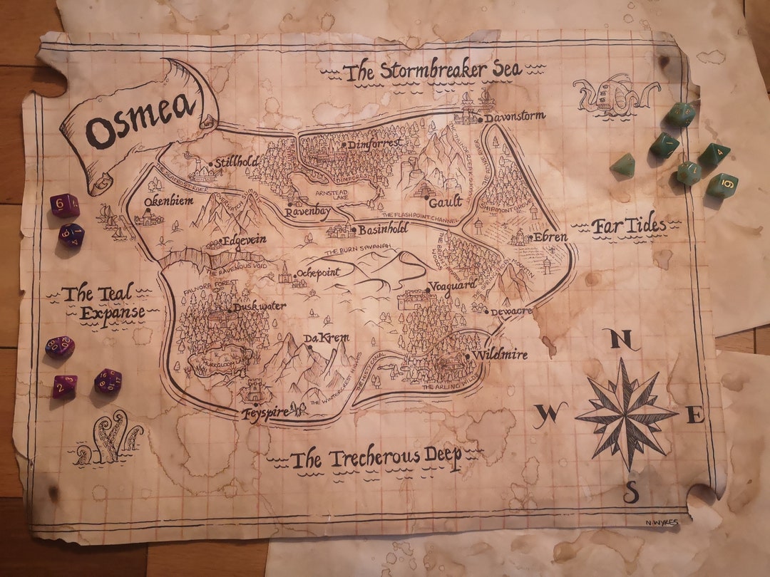 Custom Made Hand Drawn Dungeons and Dragons Campaign Map - Etsy