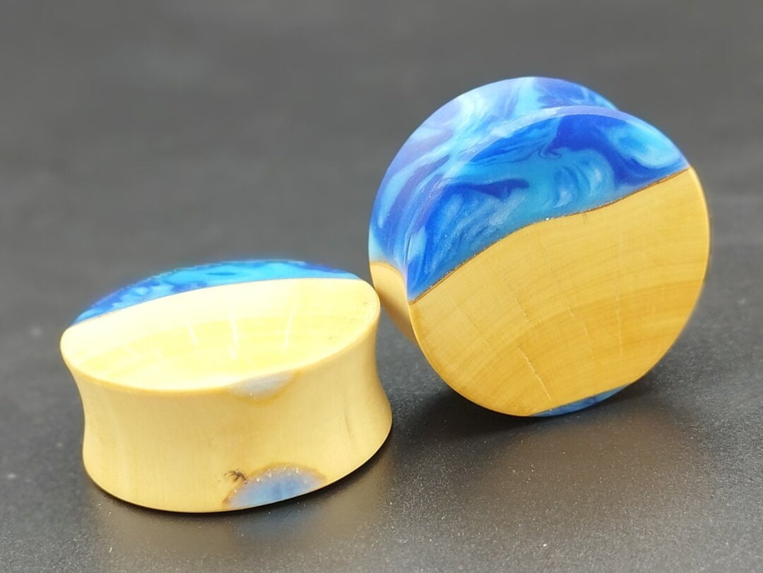 1 Pair of 34mm Plugs in Resin and Boxwood - Etsy