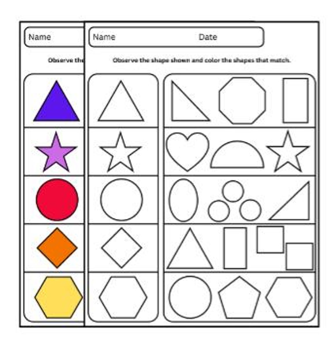 2D Shapes Worksheets for Preschool | Shape Games, Matching, Tracing ...