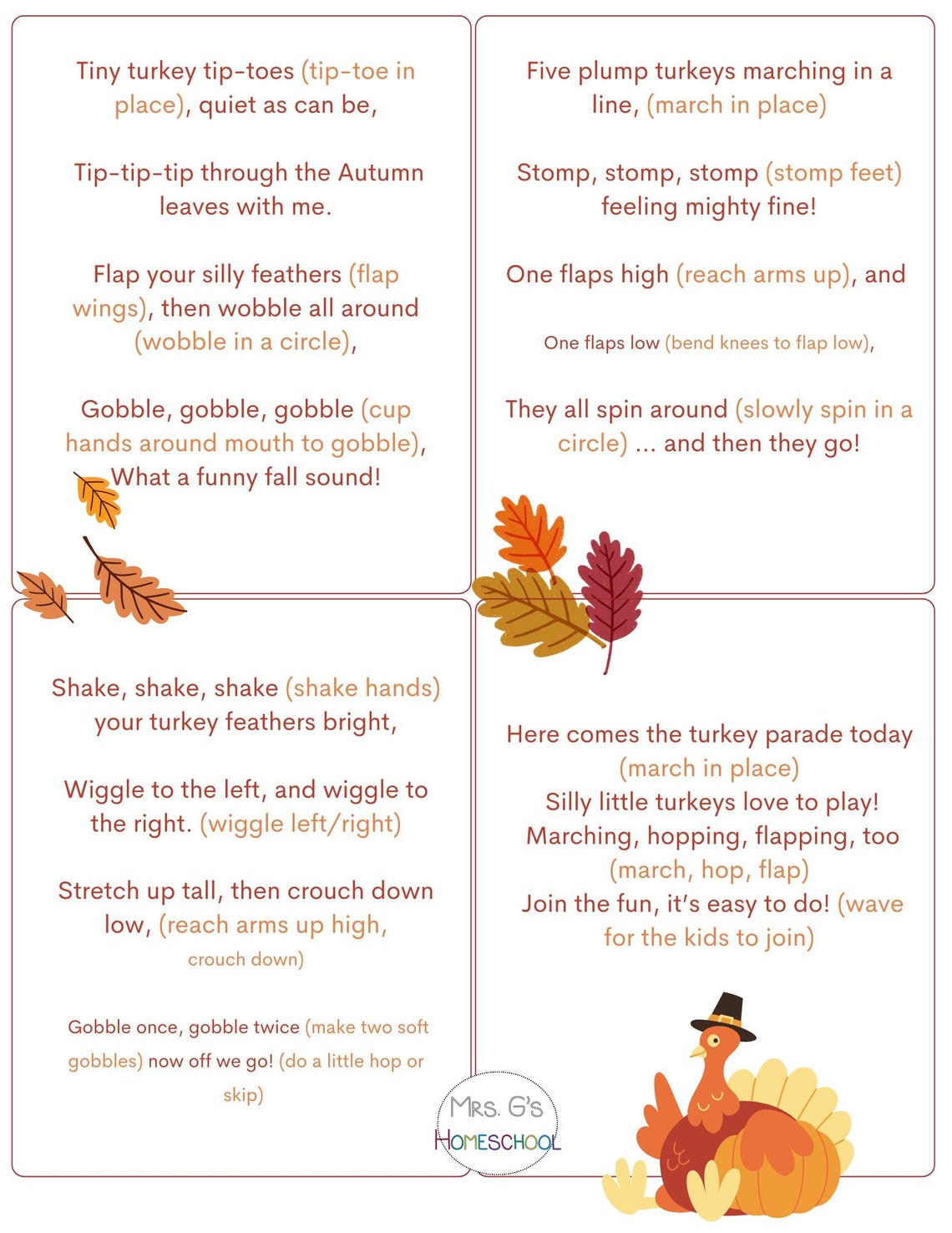 Thanksgiving Songs Printable: Preschool Learning (digital Download) - Etsy