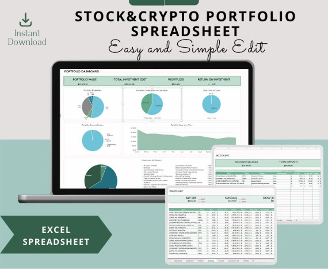 Stock Portfolio Excel Spreadsheet Template Investment Tracker Etsy Uk 