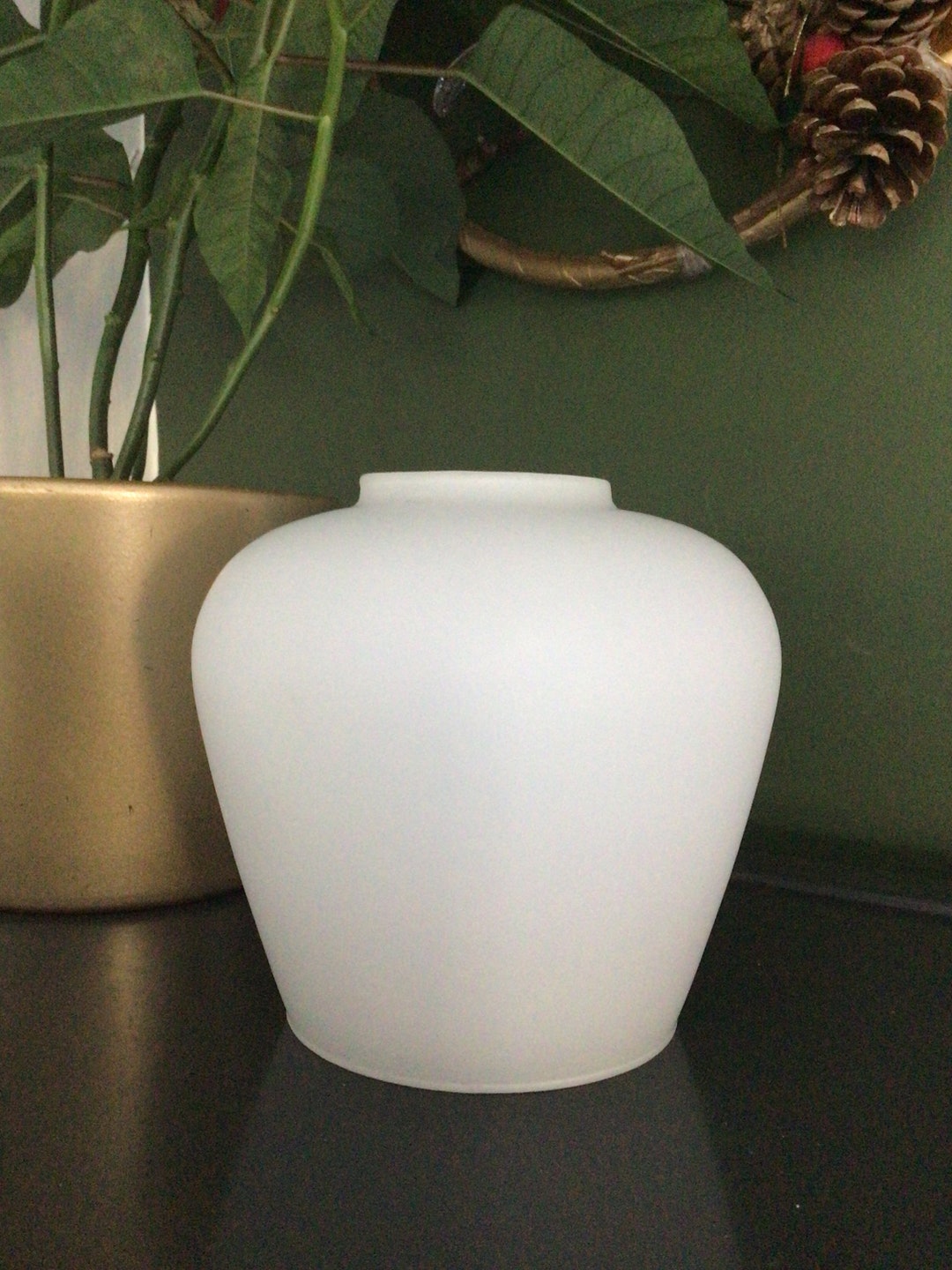 White Modern Style Vintage Slick Glass Shade Retro From Around 1990 ...