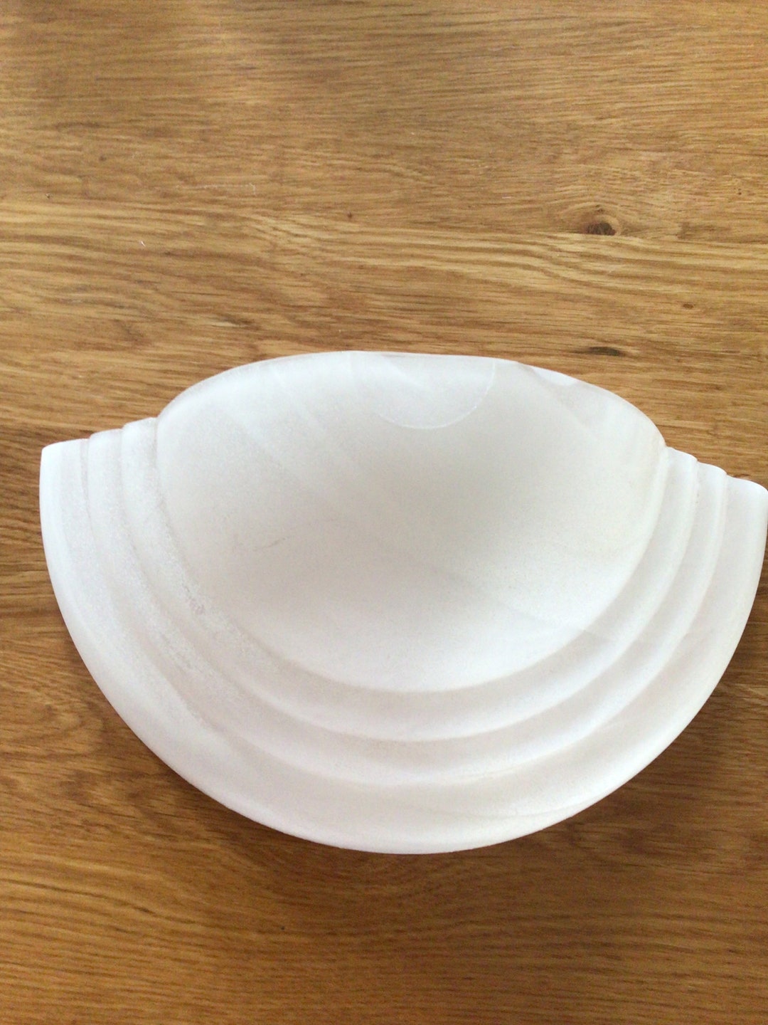 Wall Fitting Sconce. Half Moon White Chunky Thick Glass Speckled ...