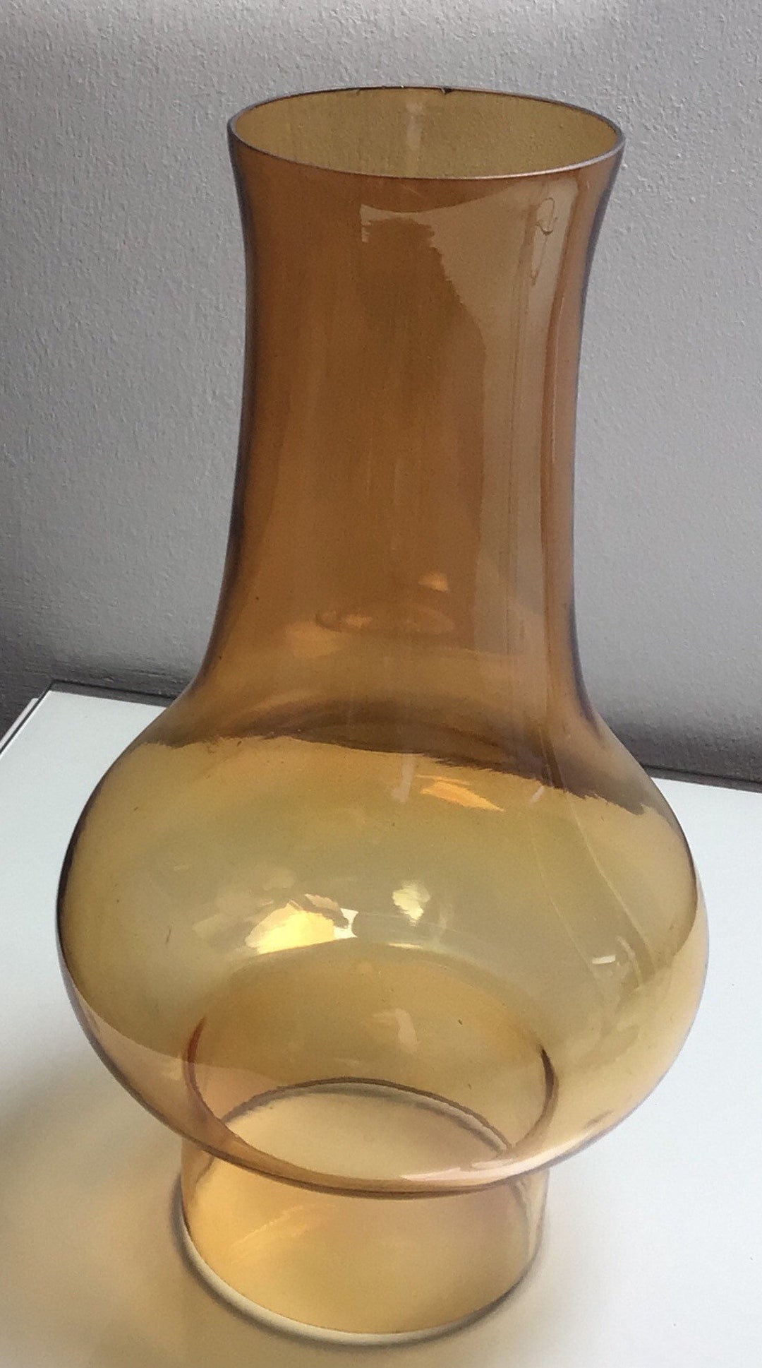 Oil Lamp Funnel Chimney Tall Vintage Glass Peach Orange Amber ...