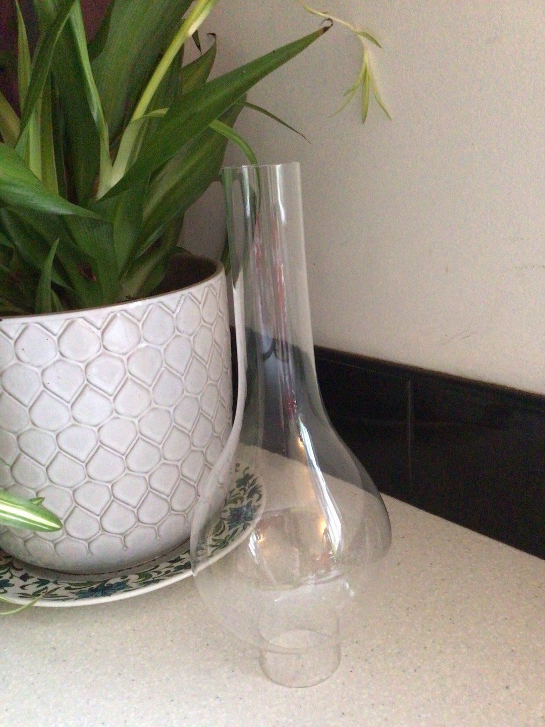 Oil Lamp Funnel Tall Vintage Glass Shade Kitch Retro Use With - Etsy UK