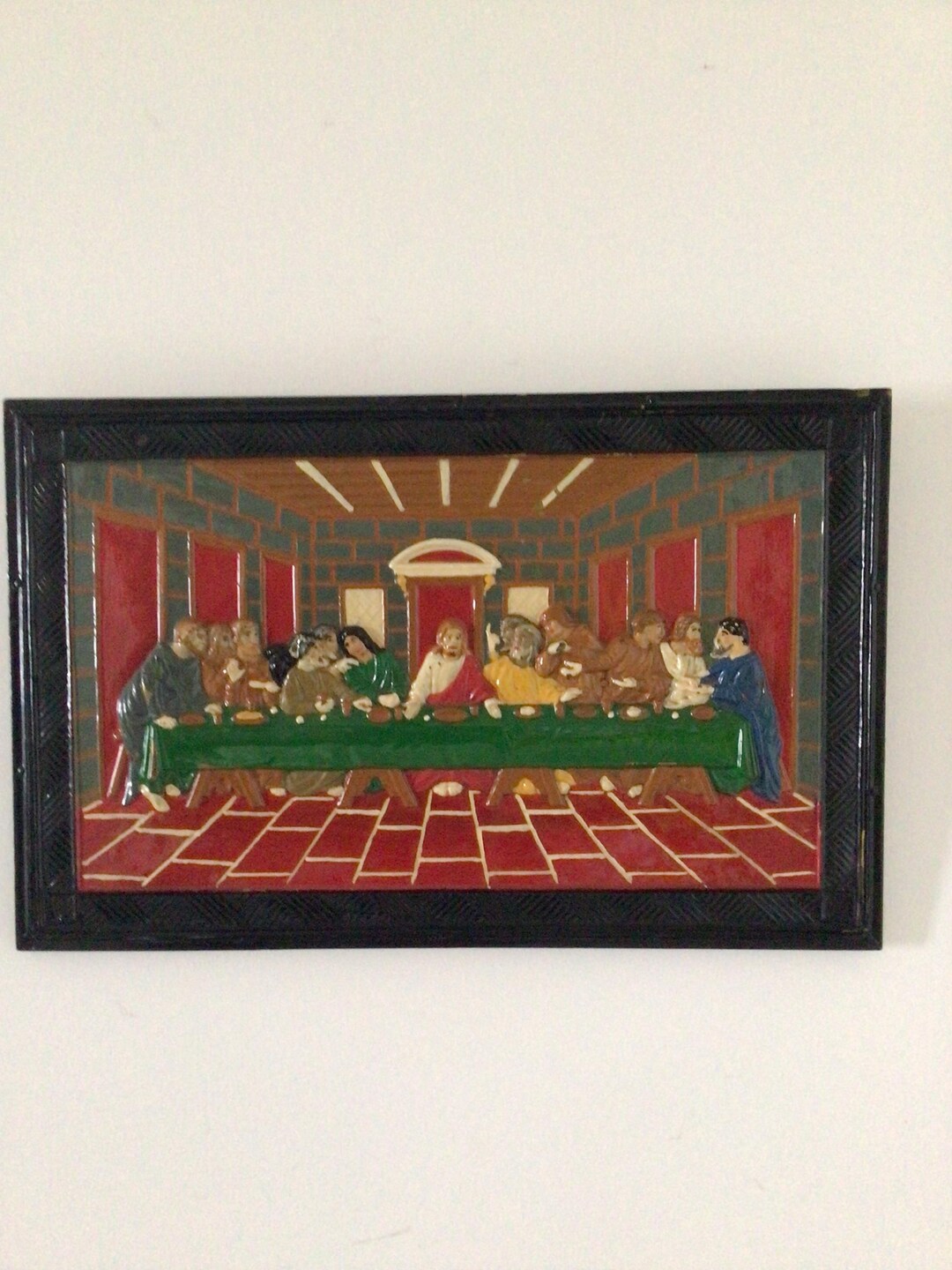 Last Supper Wall Plaque or Picture Moulded Metal Hand Painted Set on ...