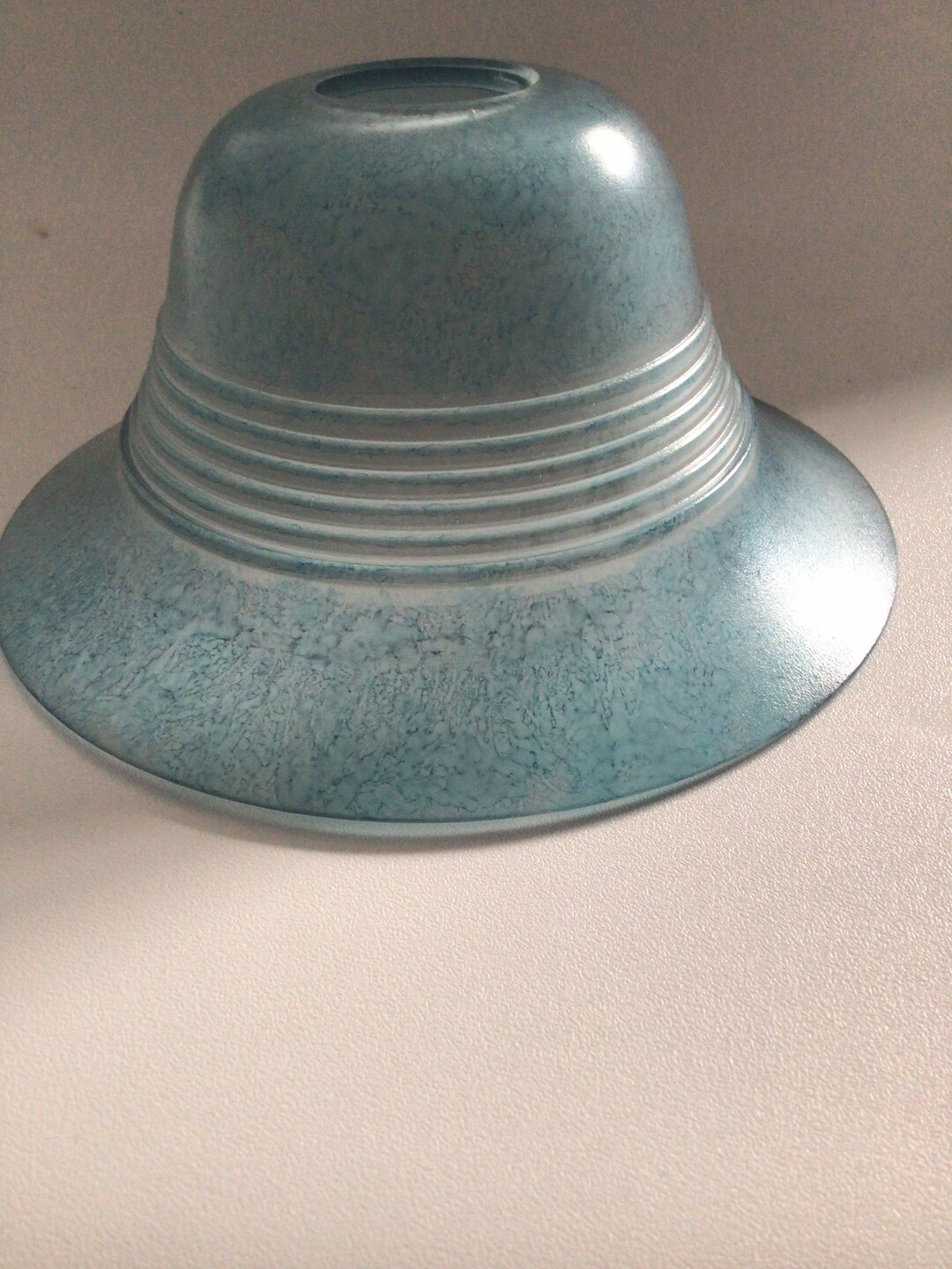 Blue Glass Lampshade Hat Shape Eames Frosted Opaque Swirl Design Eams ...