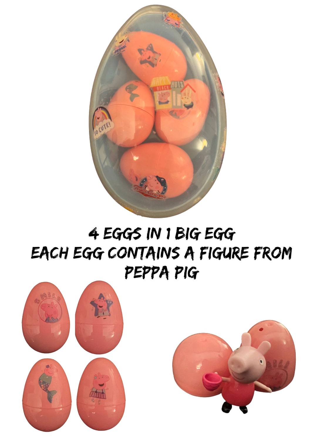 Peppa Pig Easter Egg 7.5”. With 4 Eggs Inside. Each Egg Contains a ...