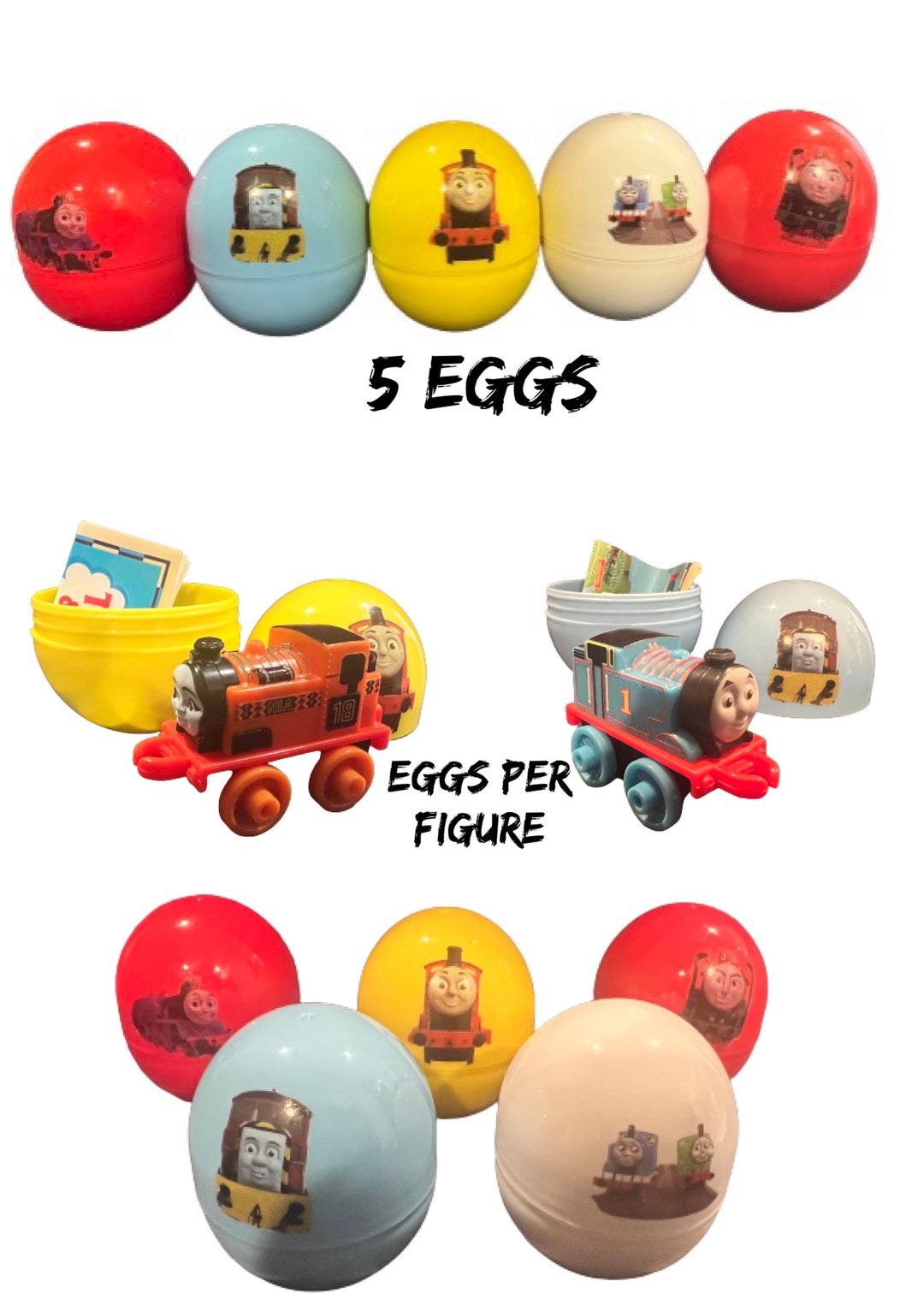 5 Eggs. Thomas and Friends 2.5plastic Eggs Egg Contains TOY TRAINS. Great for Easter Egg Hunts. Etsy