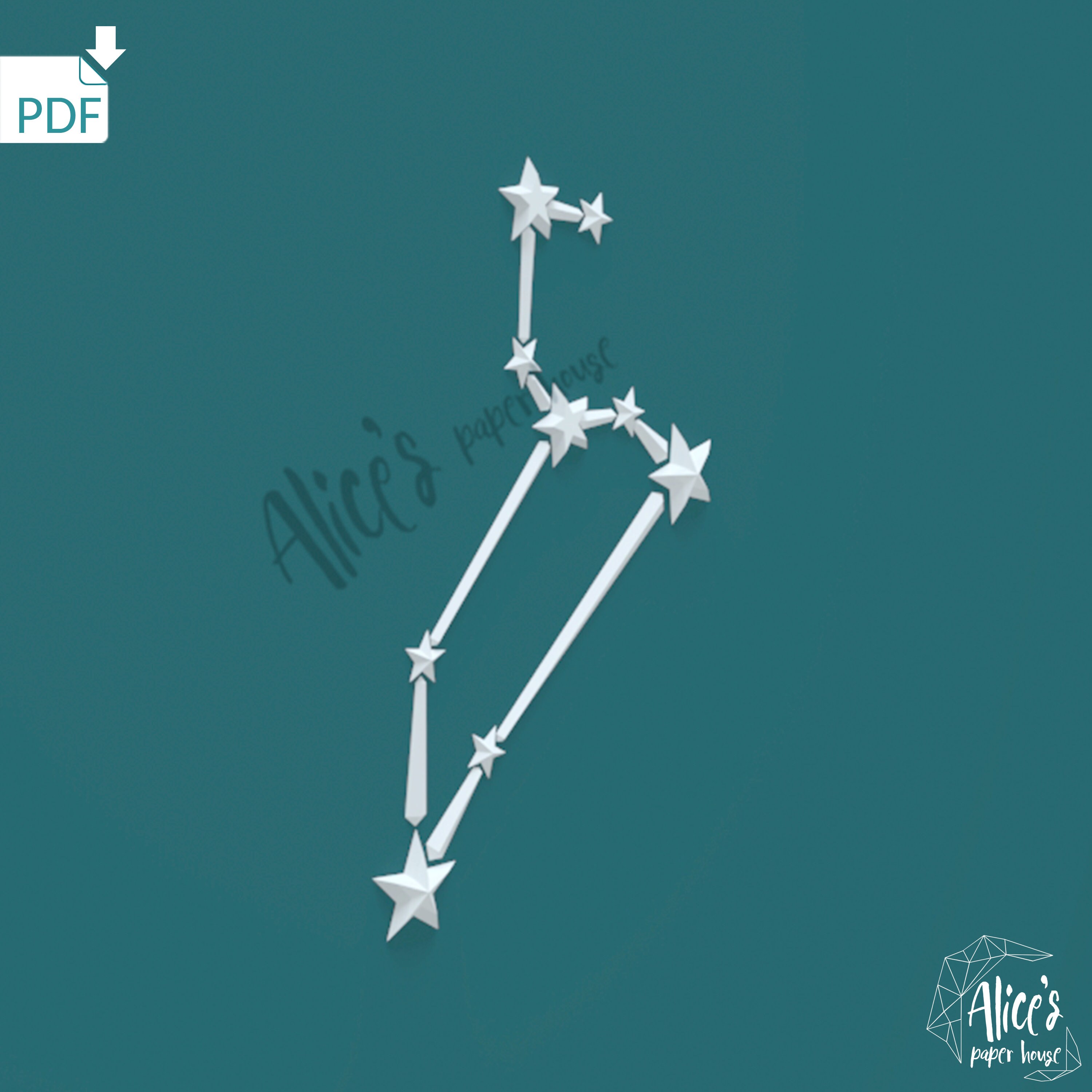 Constellation Leo Papercraft Papercraft Stars Leo Wall | Etsy UK