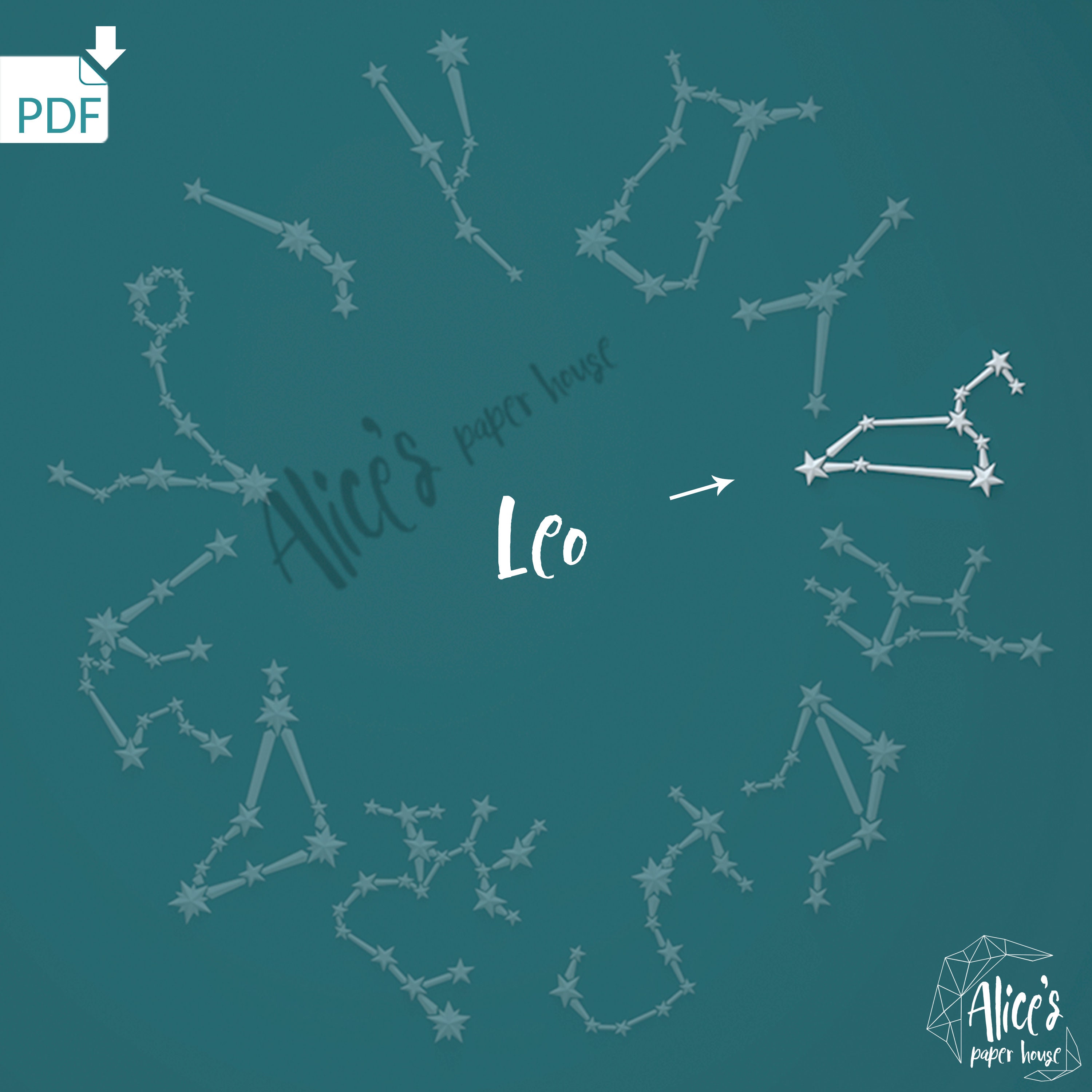 Constellation Leo Papercraft Papercraft Stars Leo Wall | Etsy UK