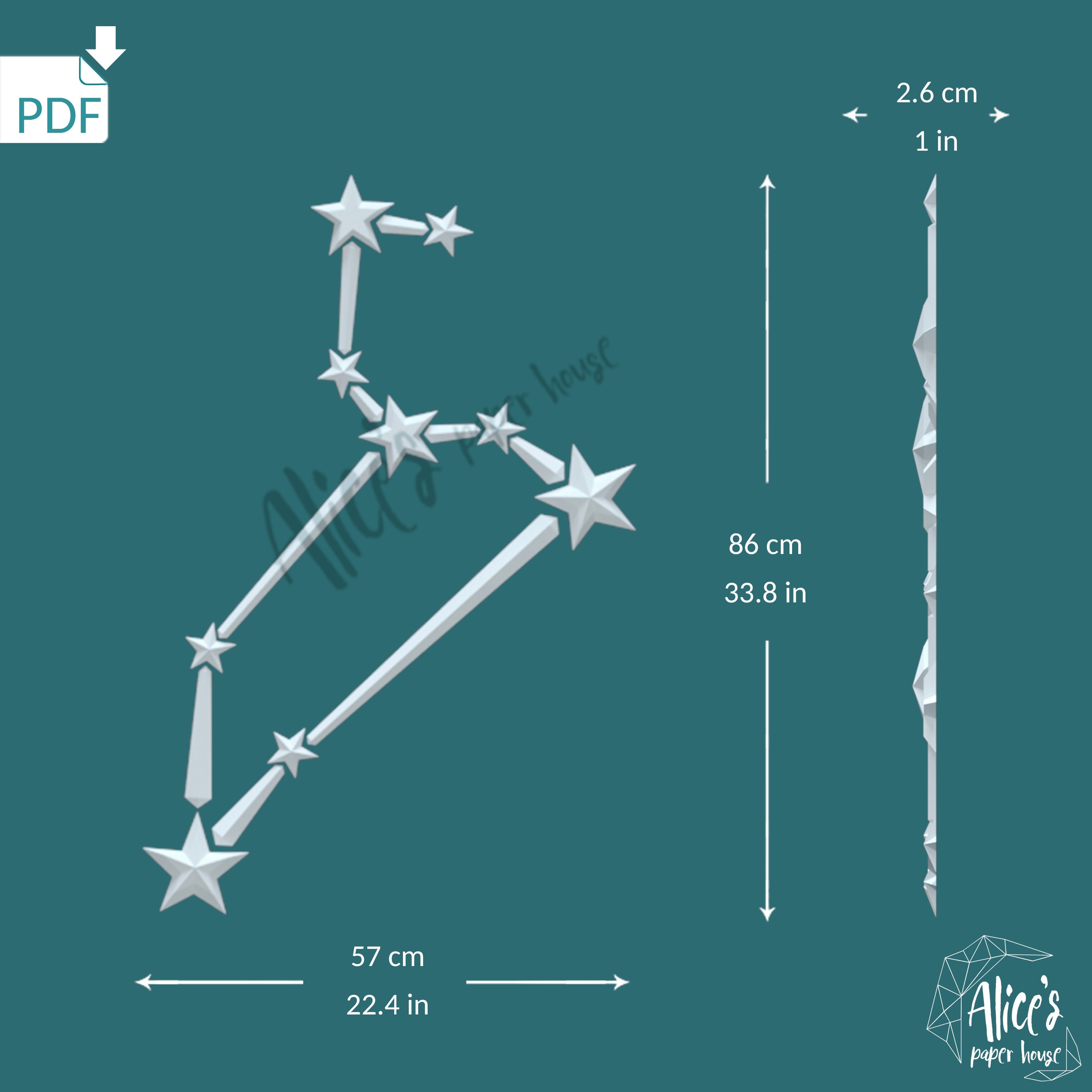 Constellation Leo Papercraft Papercraft Stars Leo Wall | Etsy UK
