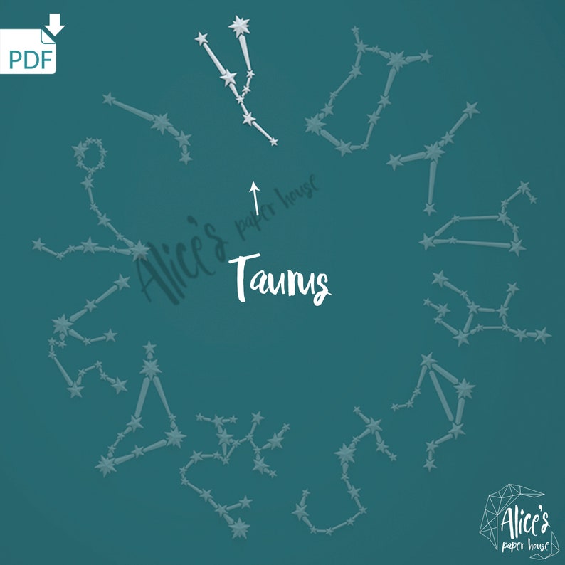 Constellation Taurus Papercraft Papercraft Stars Taurus Wall - Etsy
