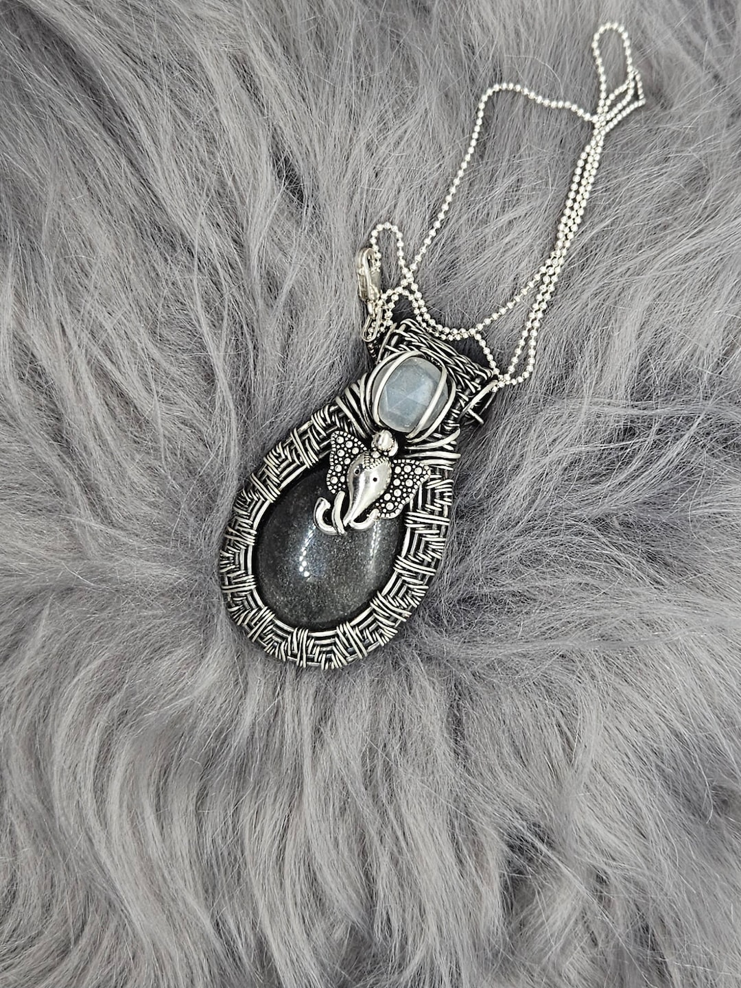 Silver Sheen Obsidian Wrapped in Sterling Silver Wire With - Etsy