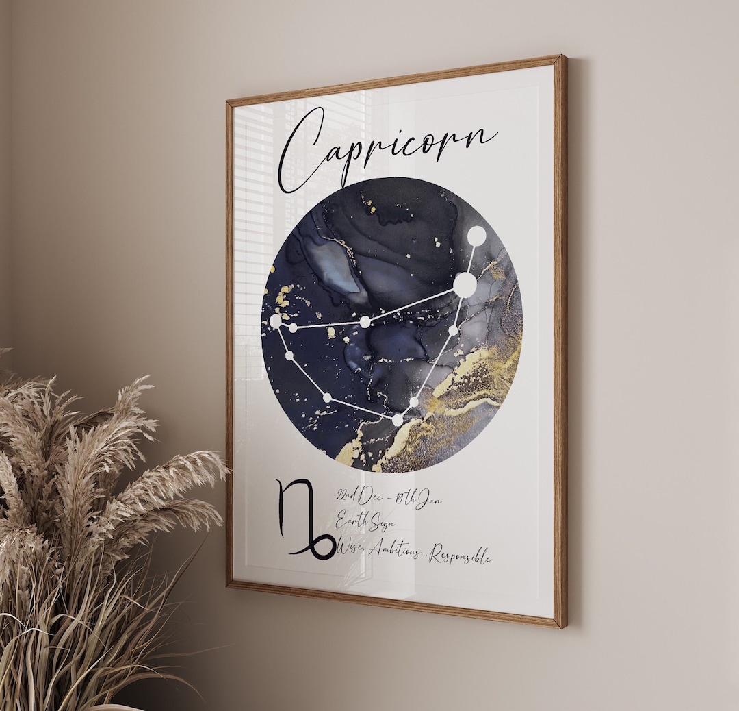 Capricorn Wall Art, Constellation Print, Earth Sign Decor, Framed ...