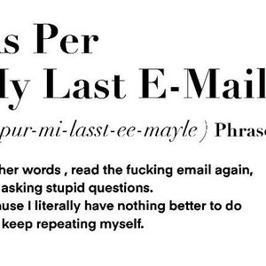 As per My Last Email Definition Print Wall Art Decor Minimalist Gifts ...