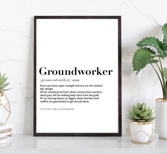 Groundworker Definition Print Wall Art Decor Minimalist | Etsy
