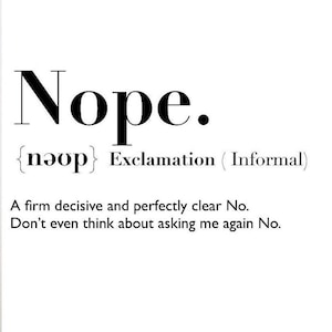 Nope Definition Print | Wall Art Decor | Minimalist| Gifts for Friends ...