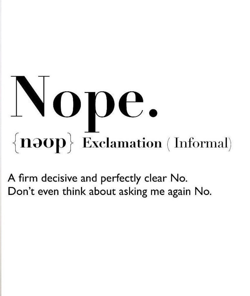Nope Definition Print Wall Art Decor Minimalist Gifts for - Etsy UK