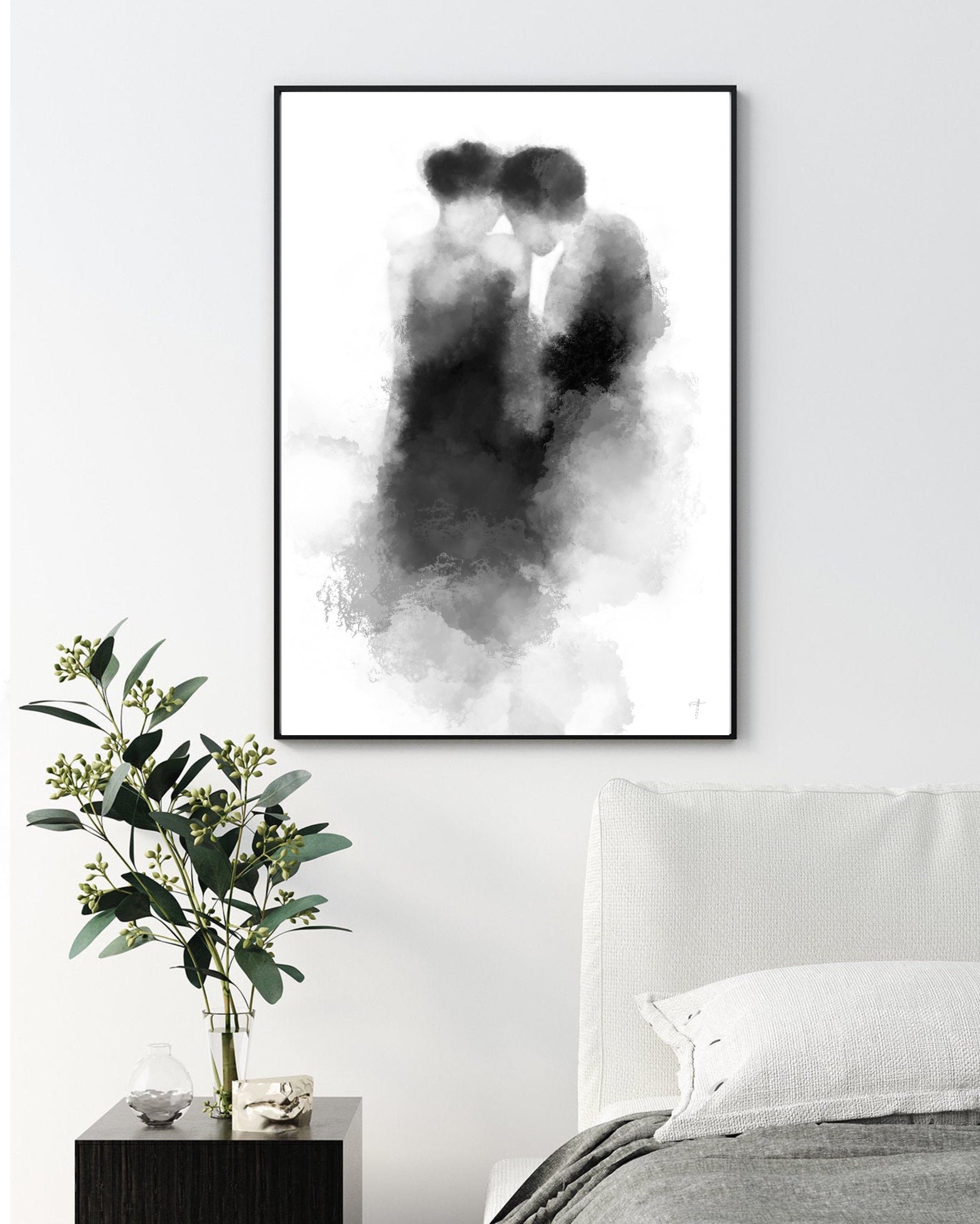 Watercolour Lovers Print | Couple Kissing| Wall Art Decor|fashion ...