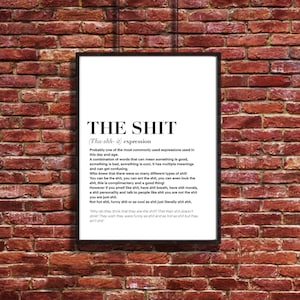 The Shit Definition Print | Wall Art Decor | Minimalist| Gifts for ...