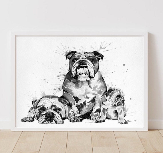 English Bulldog Print Wall Art Decor British Bulldog Poster - Etsy