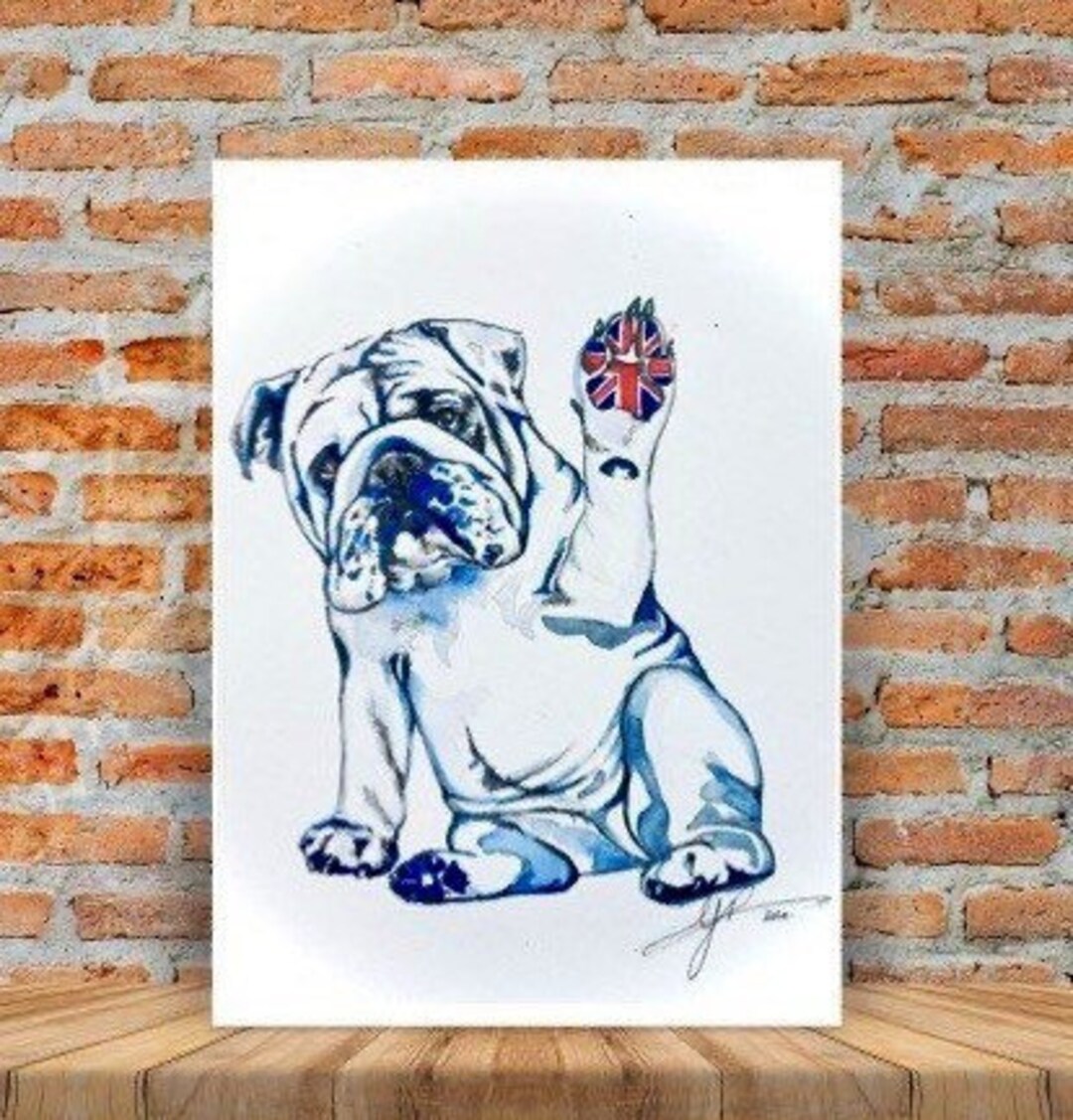 English Bulldog Art Print British Bulldog Poster Bulldog Painting Union ...