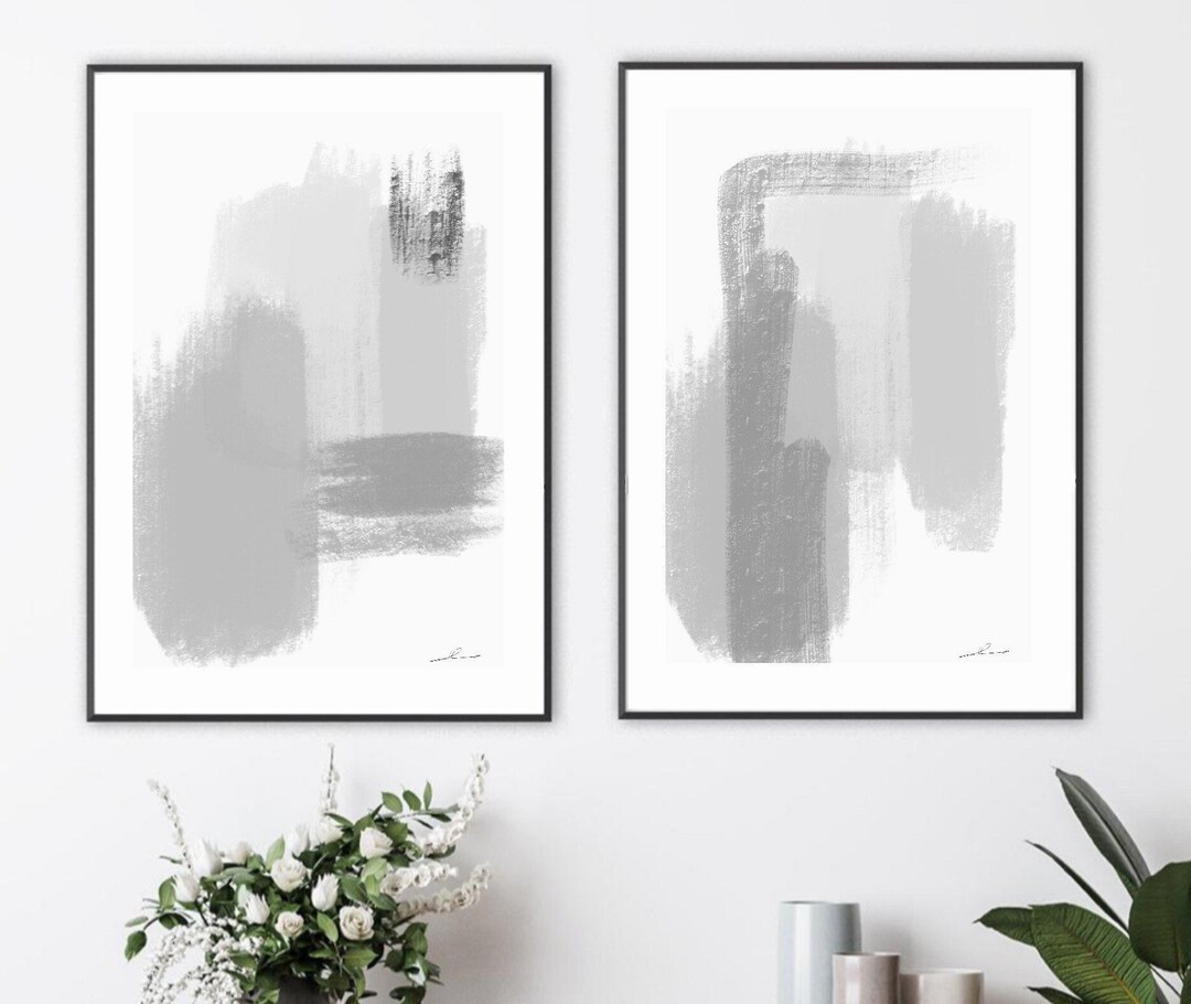 Abstract Grey Art Prints | Set of 2 |wall Art Decor| Colourful Prints ...