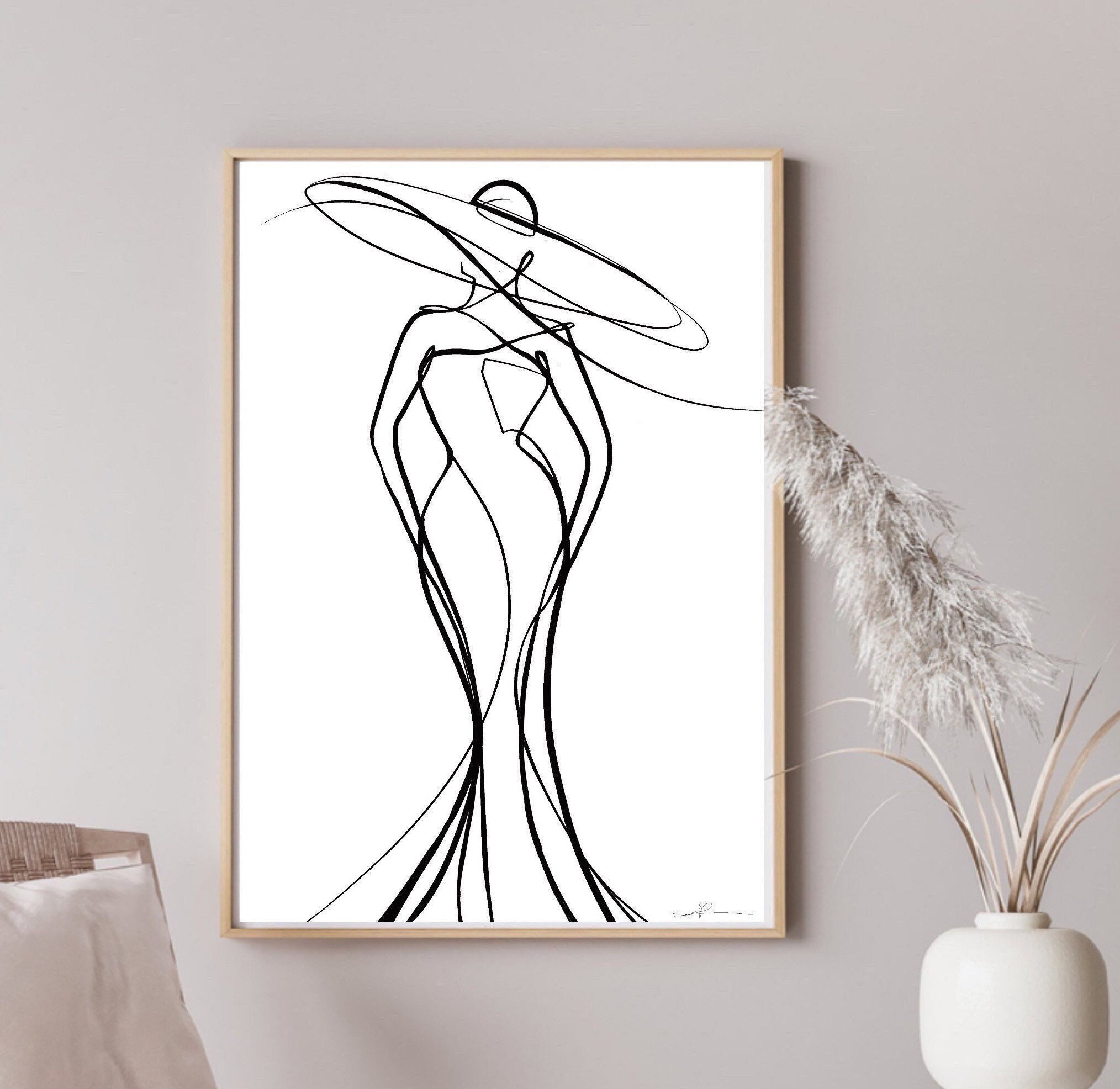Woman Line Art Print| Female Line Drawing| Wall Decor|fashion Prints ...