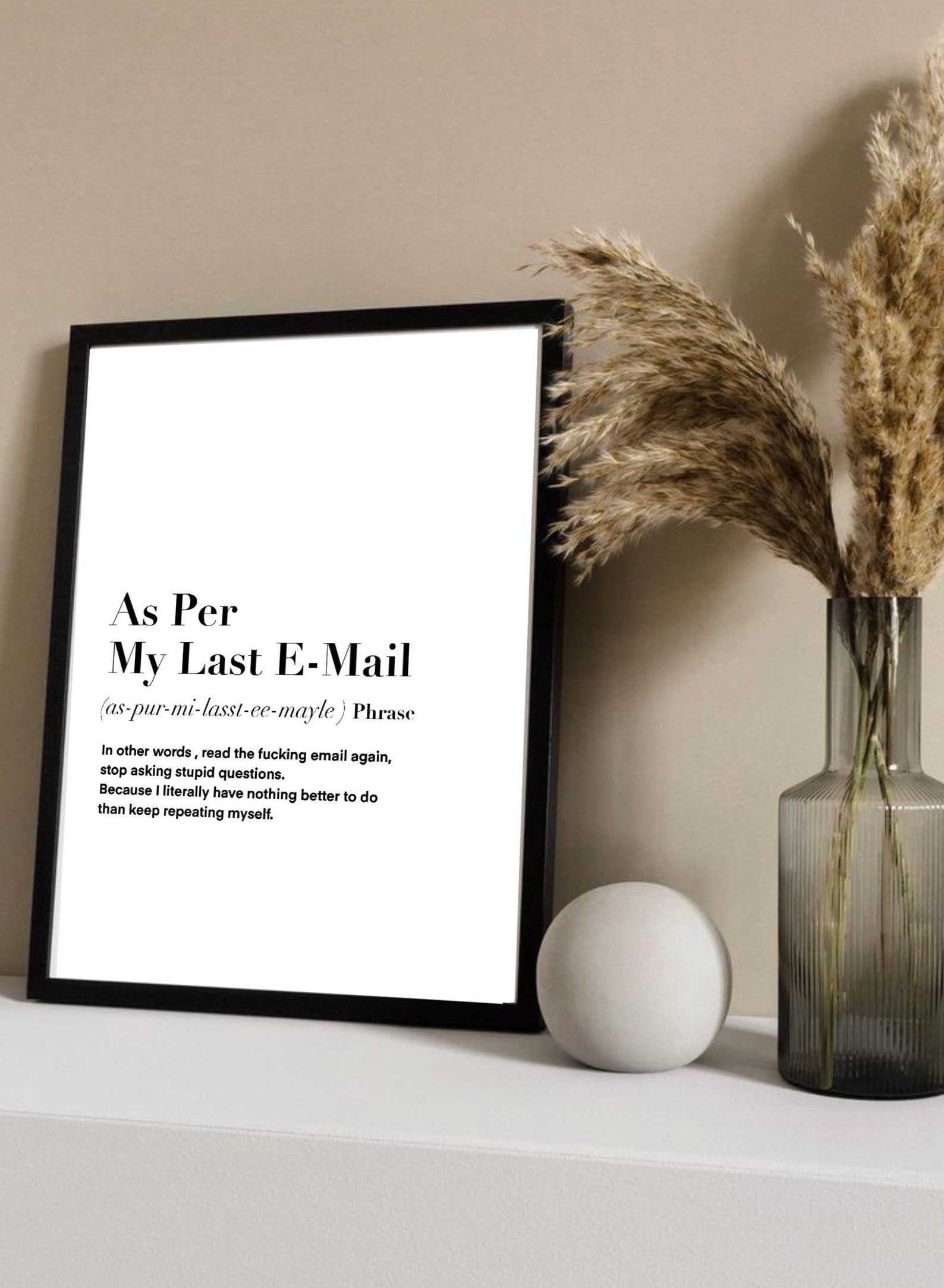 As per My Last Email Definition Print | Wall Art Decor | Minimalist ...
