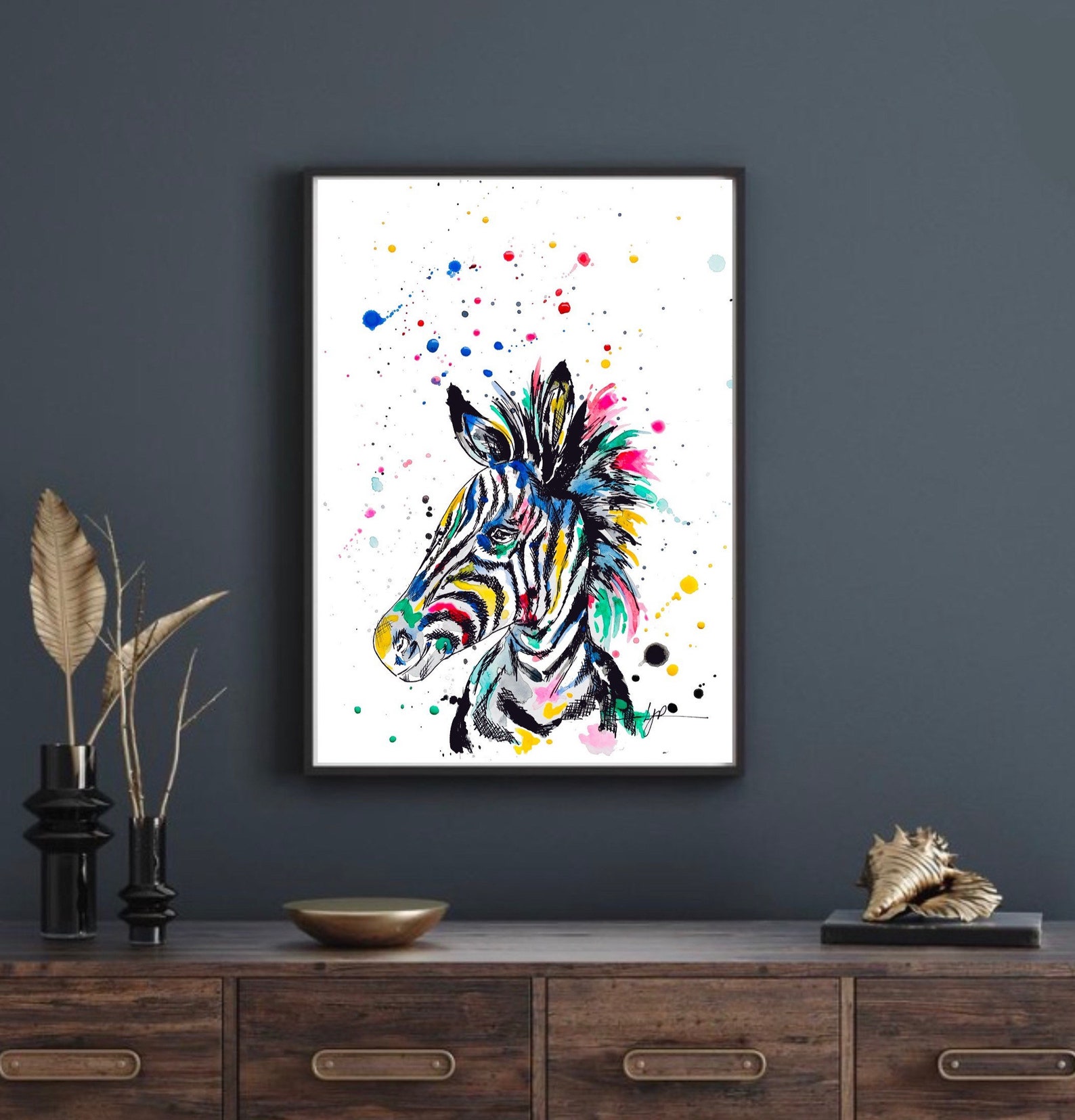 Zebra Print Watercolour Zebra Wall Art Decor Splash - Etsy UK
