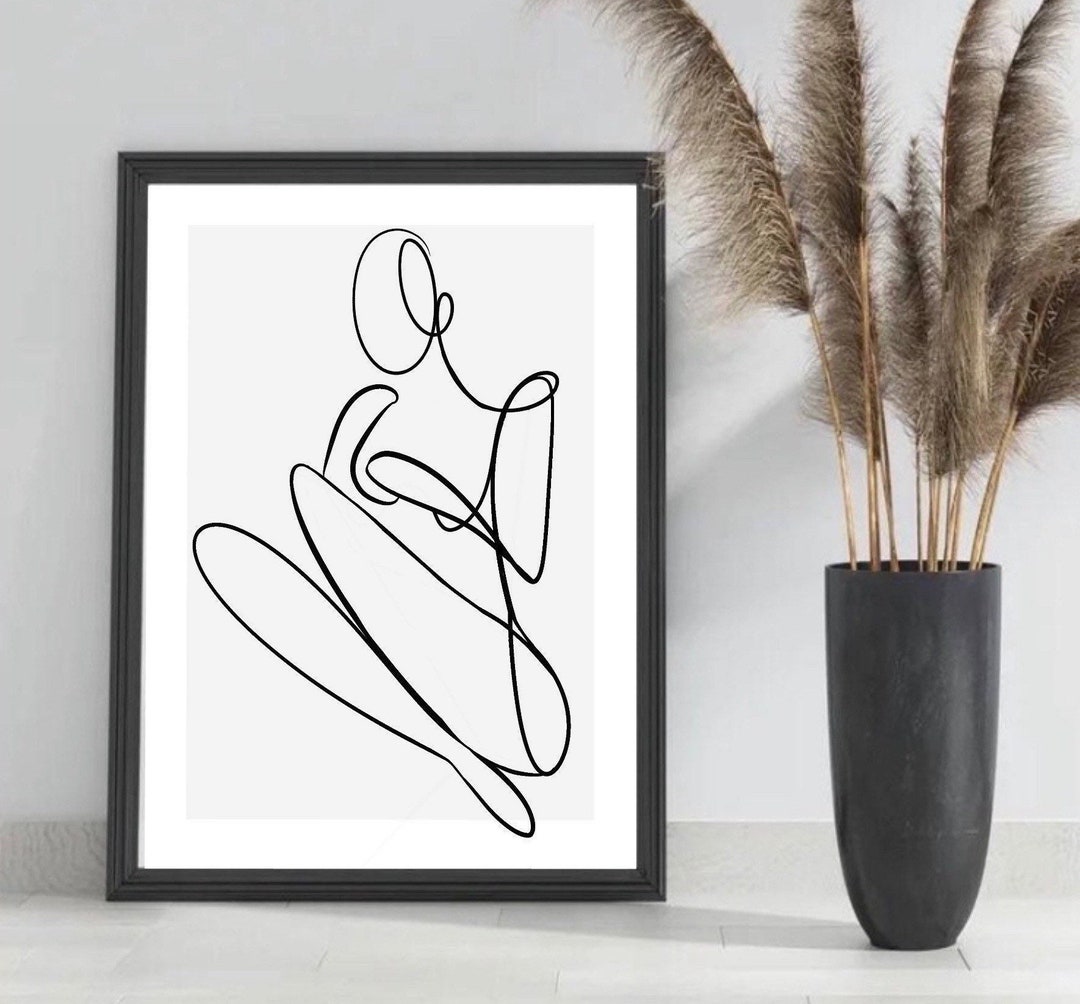 Woman Line Art Print Female Line Drawing Wall Decorfashion - Etsy