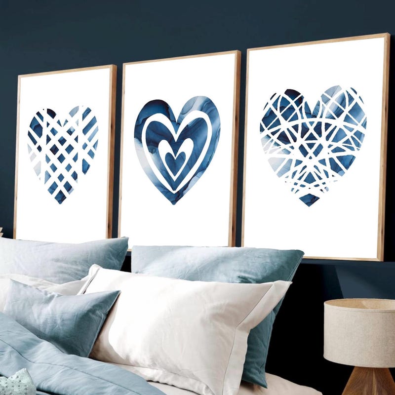 Navy Blue Heart Painting - Etsy UK