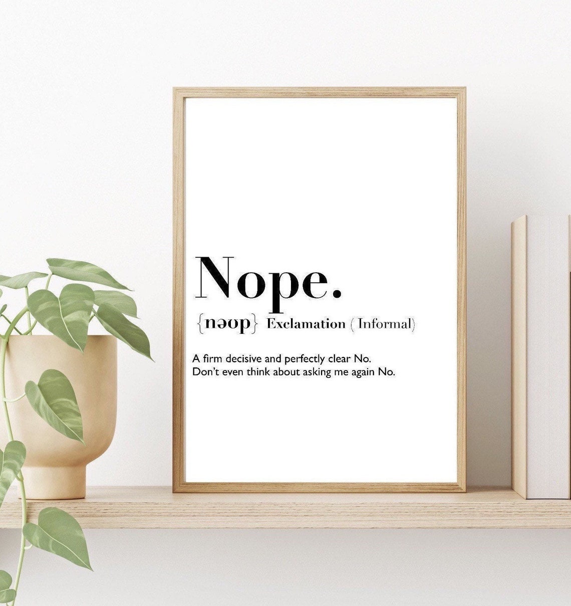 Nope Definition Print Wall Art Decor Minimalist Gifts for - Etsy UK