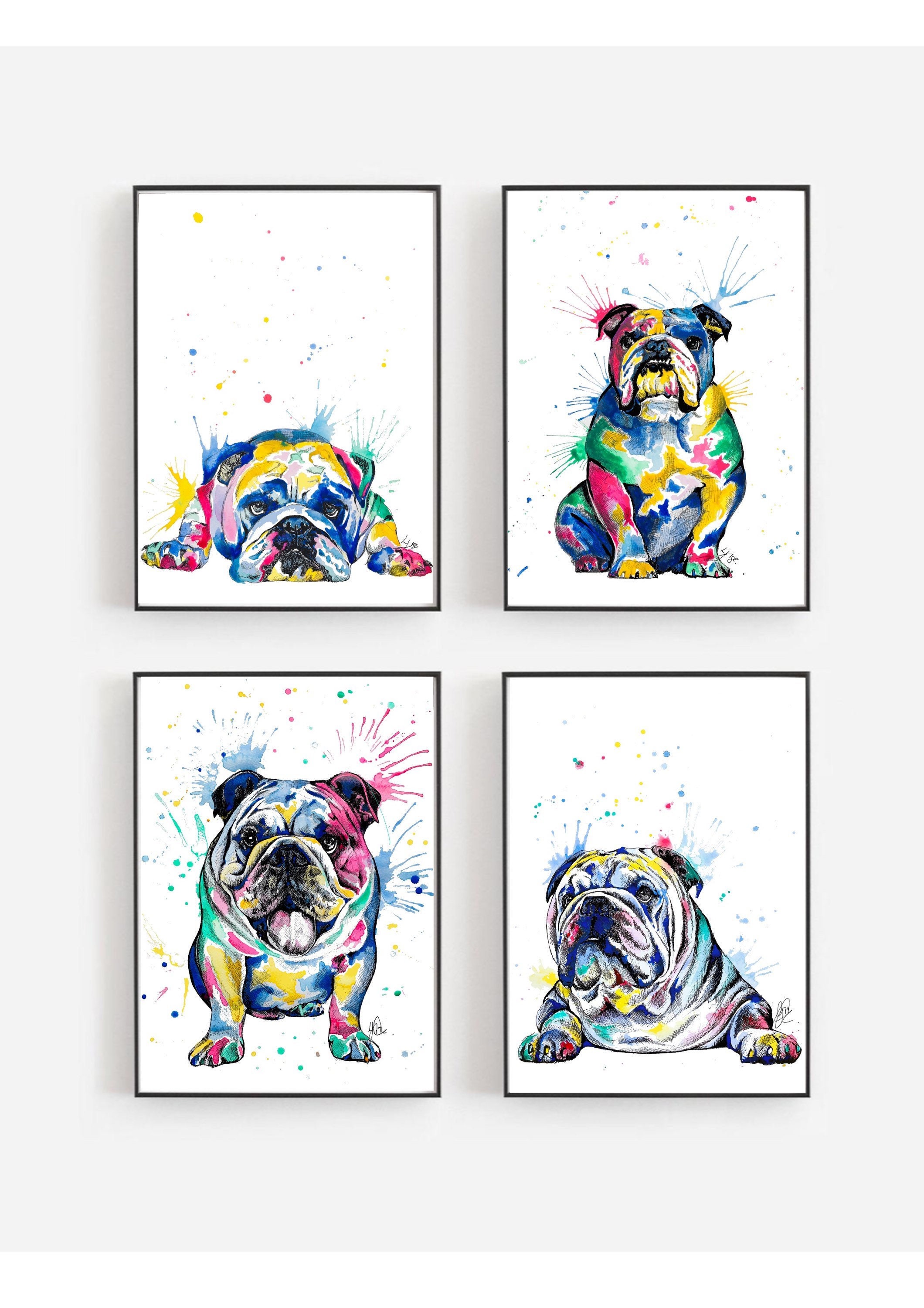 English Bulldog Prints Wall Art Decor Watercolour Painting - Etsy