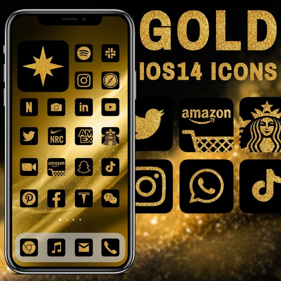 Gold Ios14 App Icons Pack I Golden Aesthetic Iphone Home - Etsy Australia