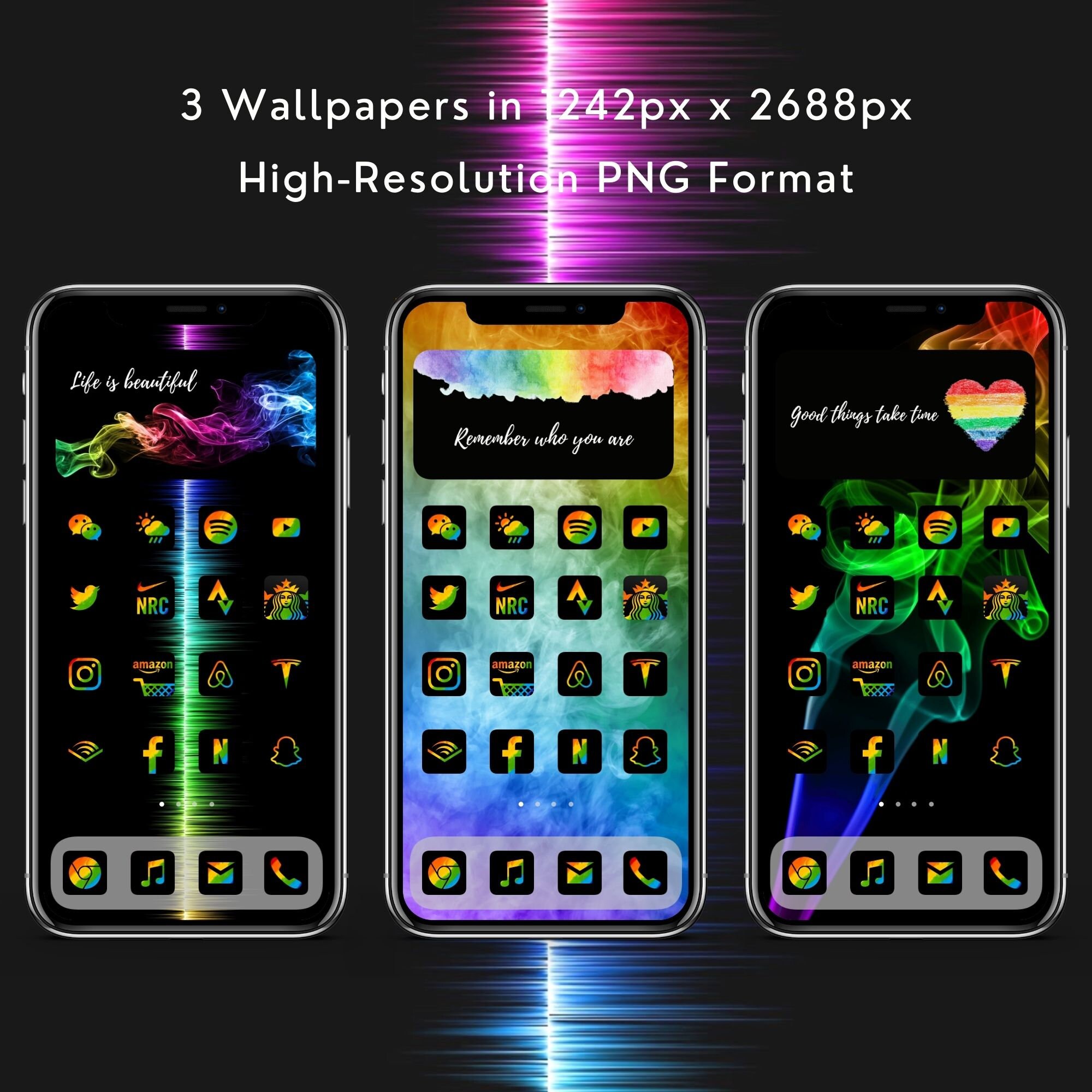 Rainbow Ios14 App Icons | Rainbow App Covers | LGBT & Pride Icons for ...