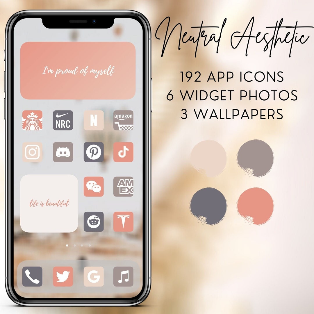 IPhone Ios14 App Icons, Neutral Aesthetic Ios 14 App Icons, Ios14 ...