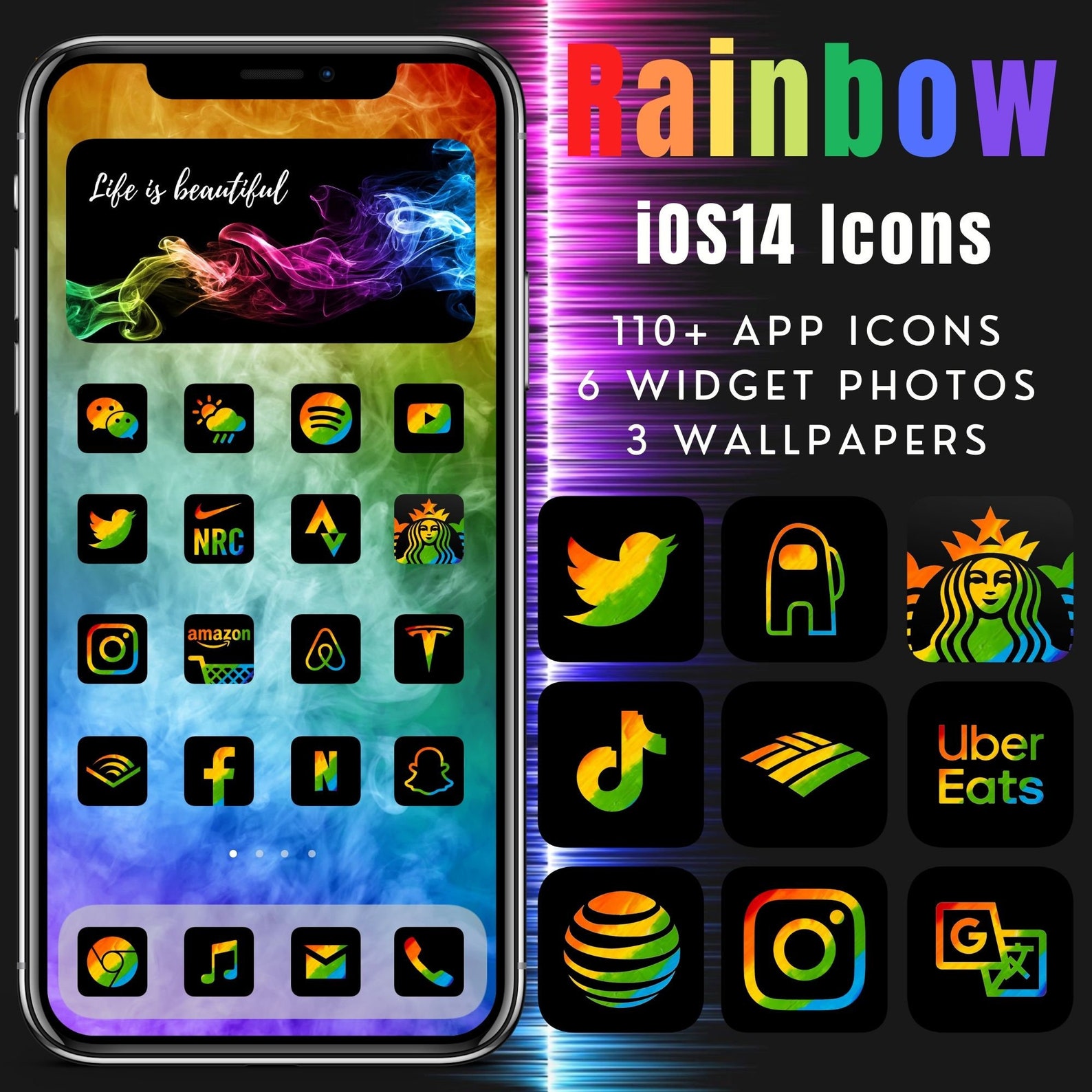 Rainbow Ios14 App Icons | Rainbow App Covers | LGBT & Pride Icons for ...