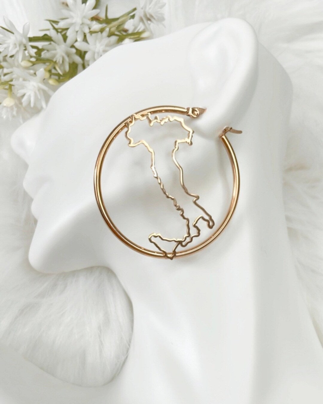 EXCLUSIVE Hand-drawn Italy Map Earrings, Italian Map Cutout Hoops ...