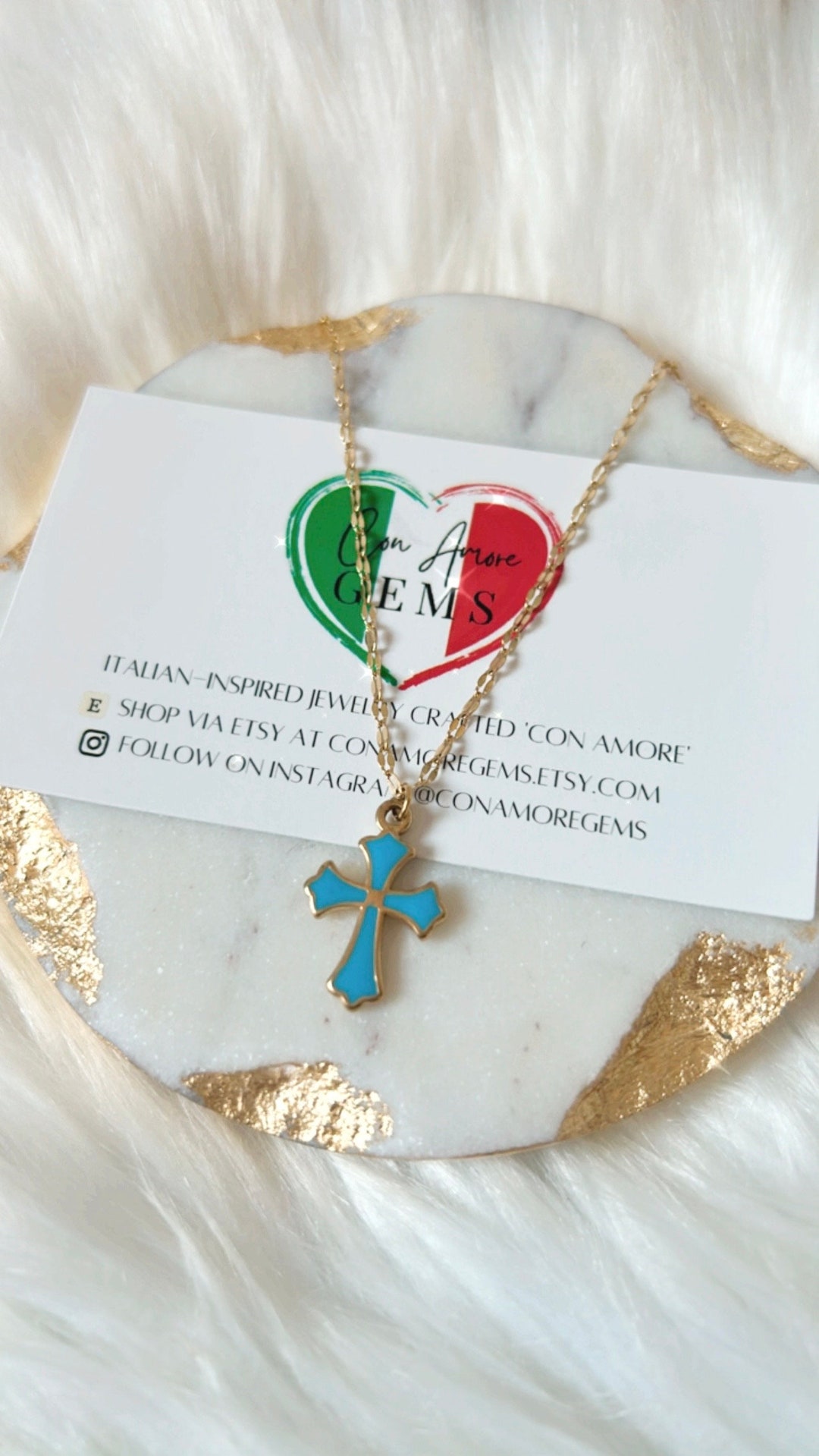 Blue Enamel Holy Cross Necklace, Catholic Cross Chain, Christian Cross ...