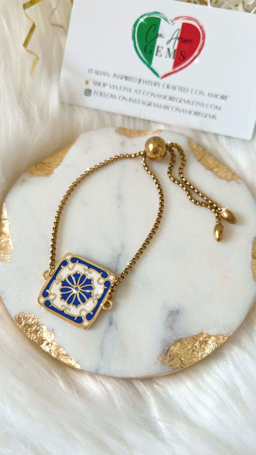 Sicilian Maiolica Tile Bracelet, Majolica Siciliana, Italy Bracelet ...