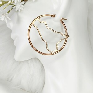 Hand-drawn Sicily Earrings, Sicilian Map Cutout Hoop Earrings, Sicilian ...